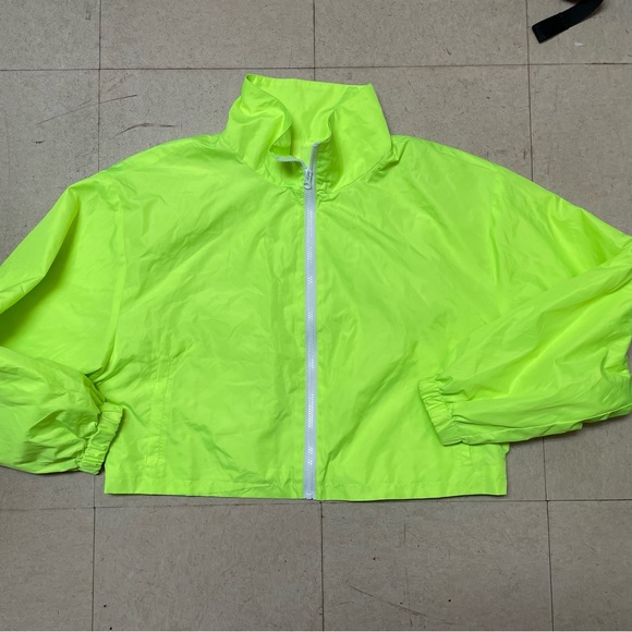 Jackets & Coats | Neon Yellow Green Parka Cropped Jacket Xl | Poshmark